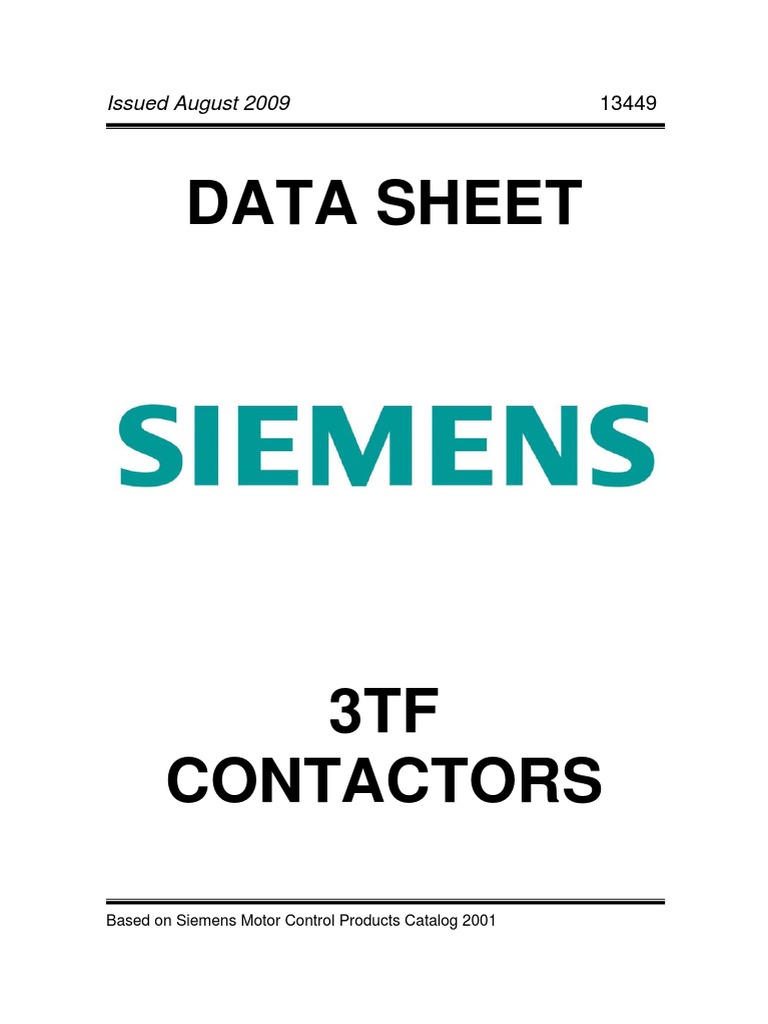 Siemens 3TF Contactors PDF | PDF | Alternating Current | Mains Electricity