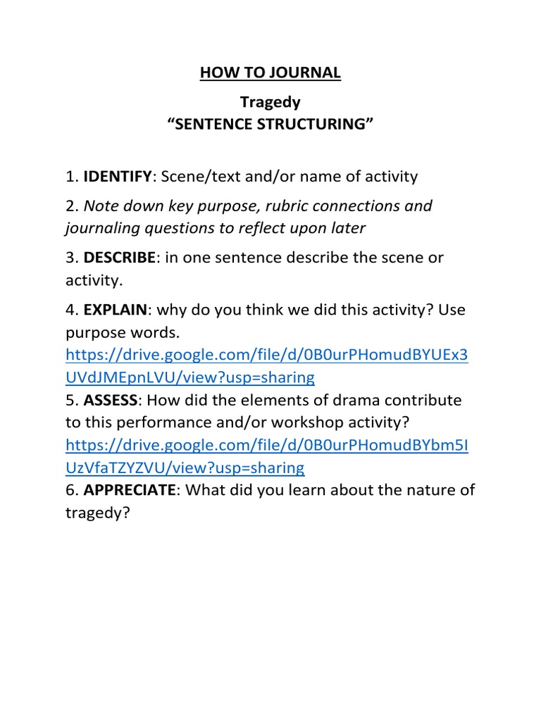 How To Journal Tragedy "Sentence Structuring": Journaling Questions To ...
