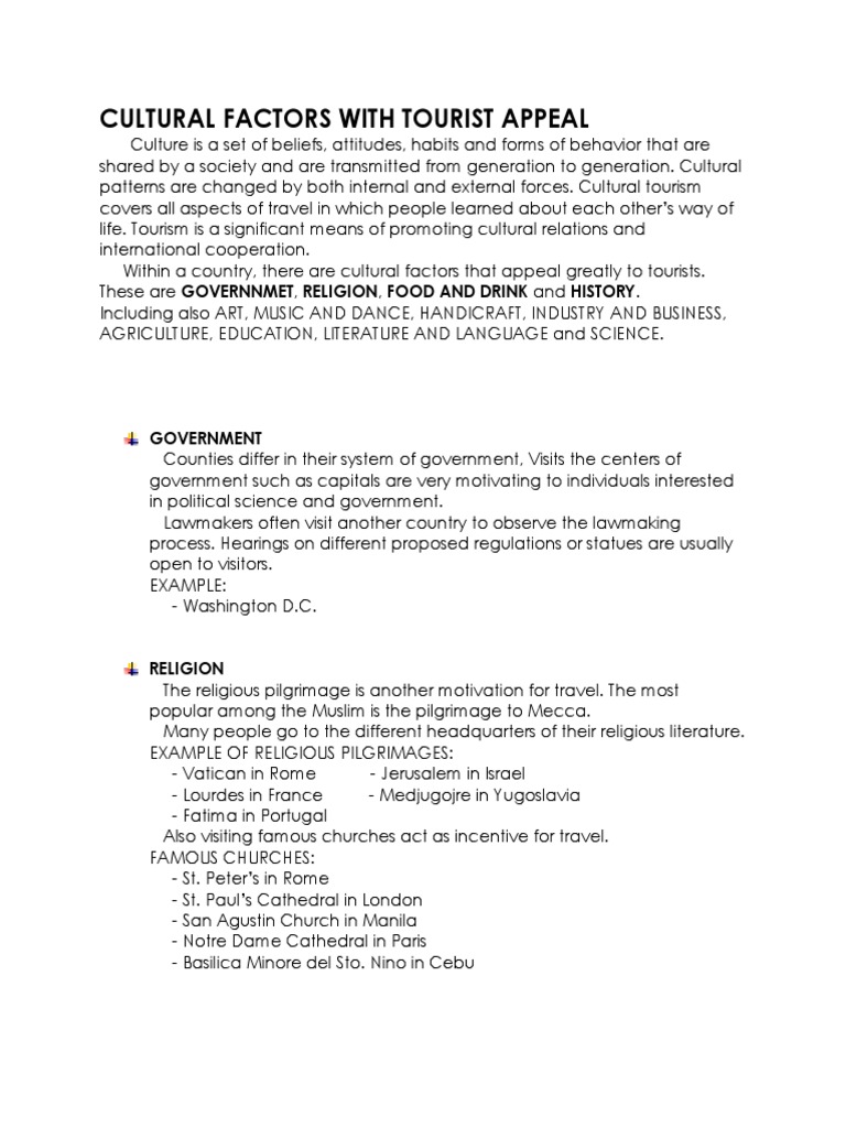 Cultural Factors With Tourist Appeal | Museum | Tourism