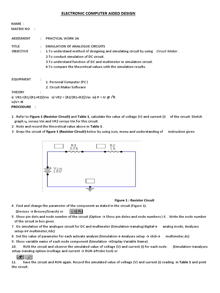 Practical Work 2A | PDF | Electrical Network | Resistor