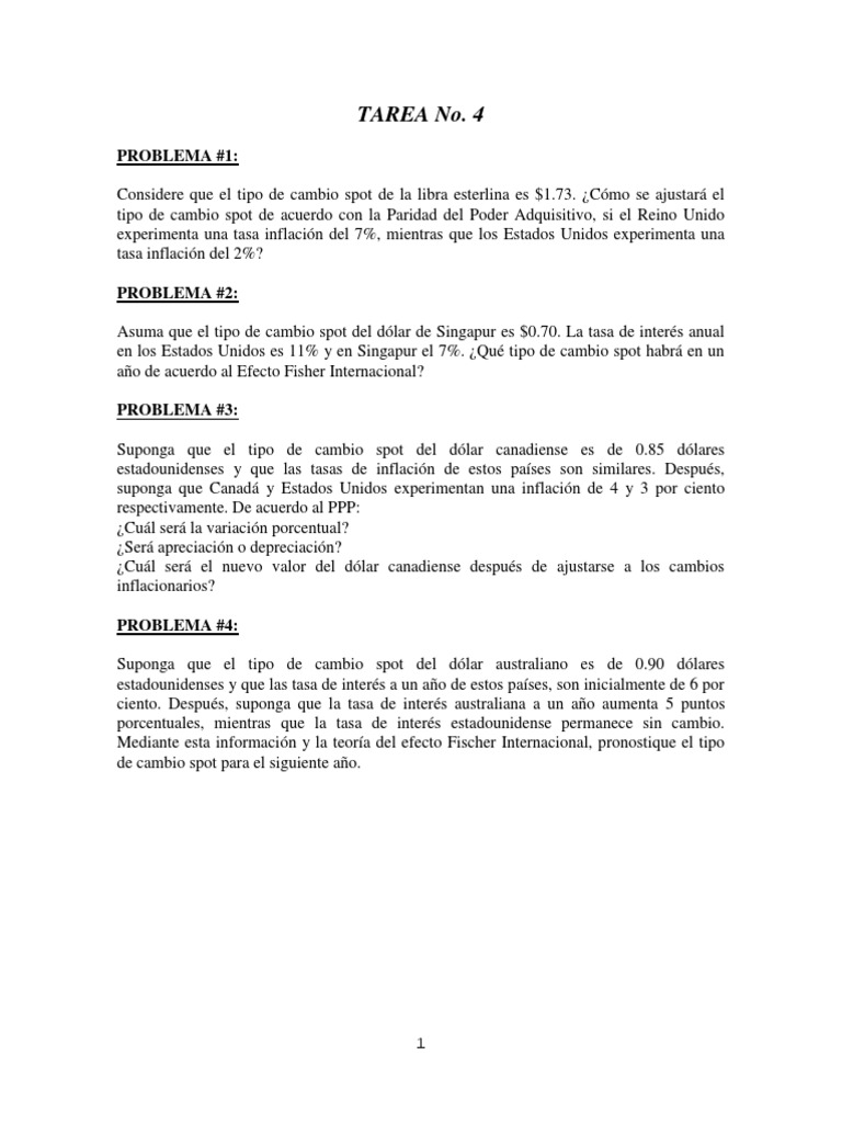 TAREA No. 4 | PDF | Inflación | Tipo de cambio