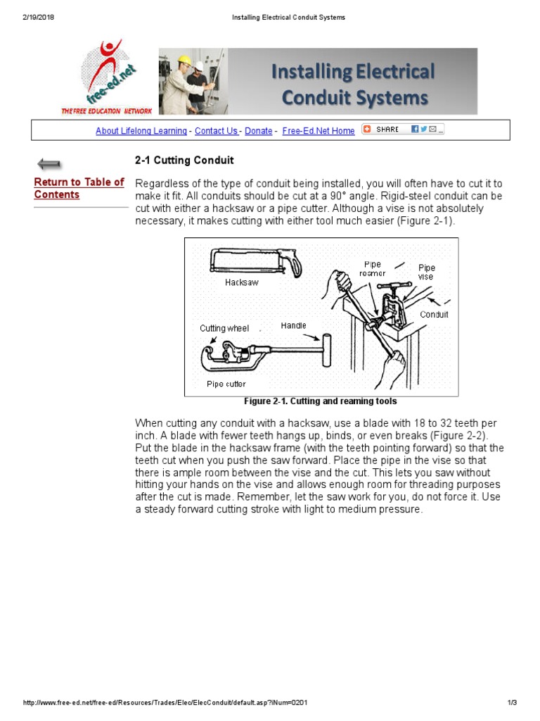 Installing Electrical Conduit Systems Cutting | PDF | Pipe (Fluid ...