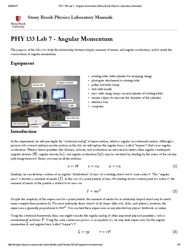 PHY133 Angular Momentum | PDF | Torque | Angular Momentum