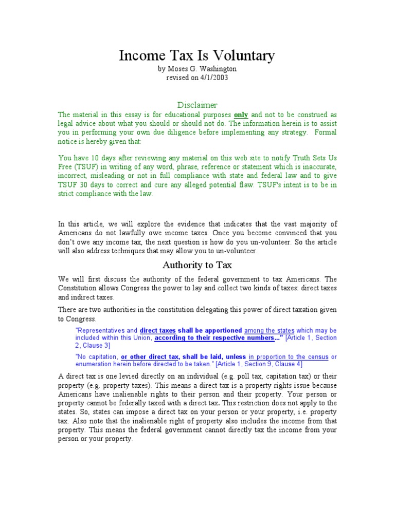 Understanding Voluntary Income Tax | PDF | Withholding Tax | Income Tax ...