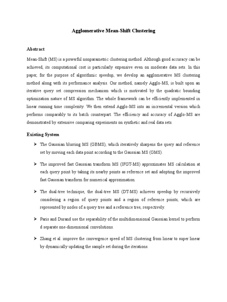 Agglomerative Mean-Shift Clustering | PDF | Cluster Analysis ...