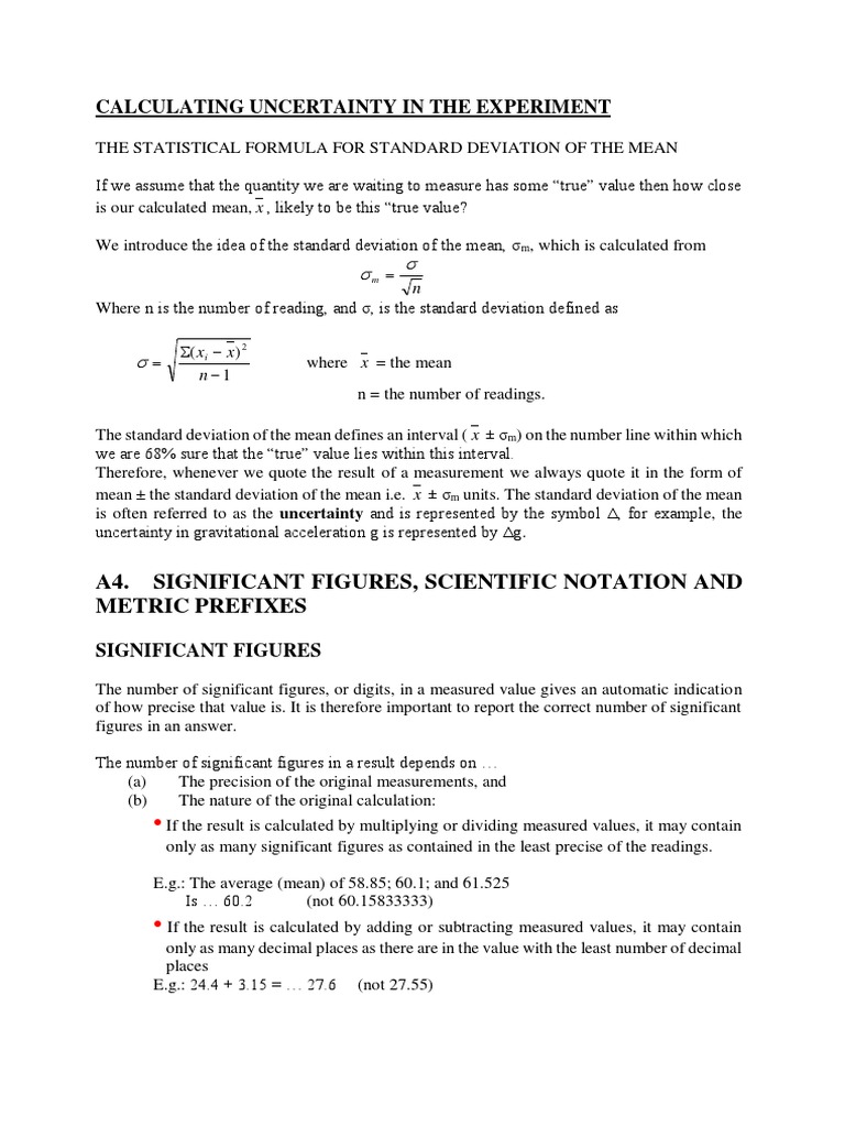 Significant Figures, Scientific Notation and Metric Prefixes | PDF ...