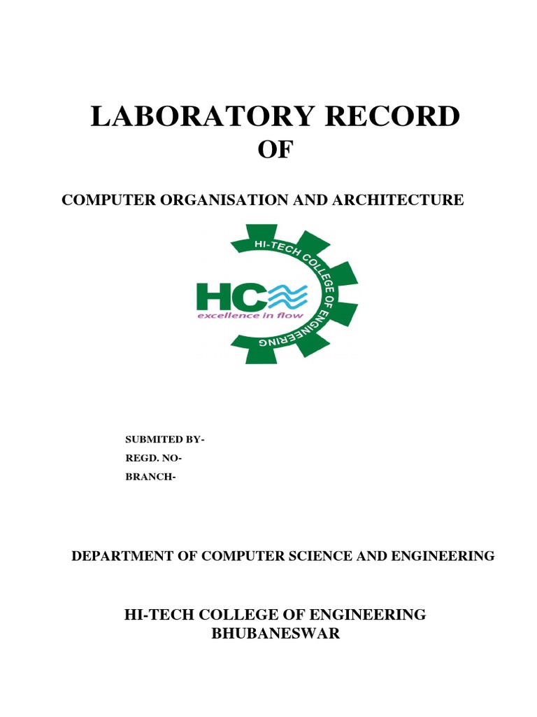 Laboratory Record: Computer Organisation and Architecture | PDF