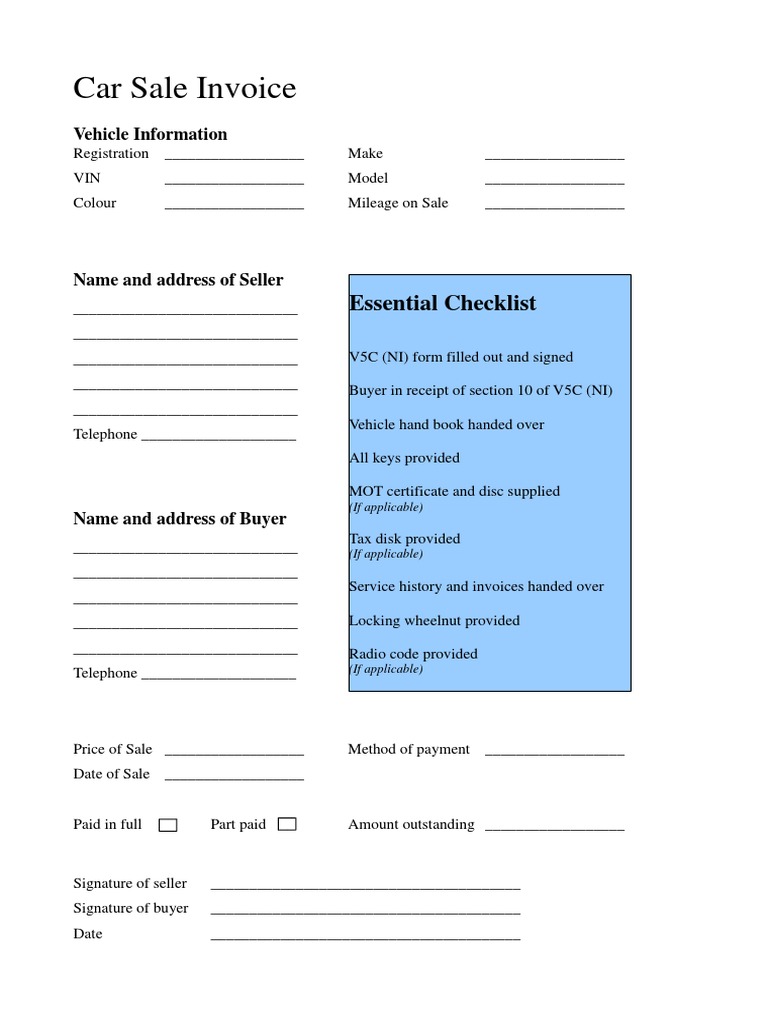 Car Sales Invoice PDF | PDF