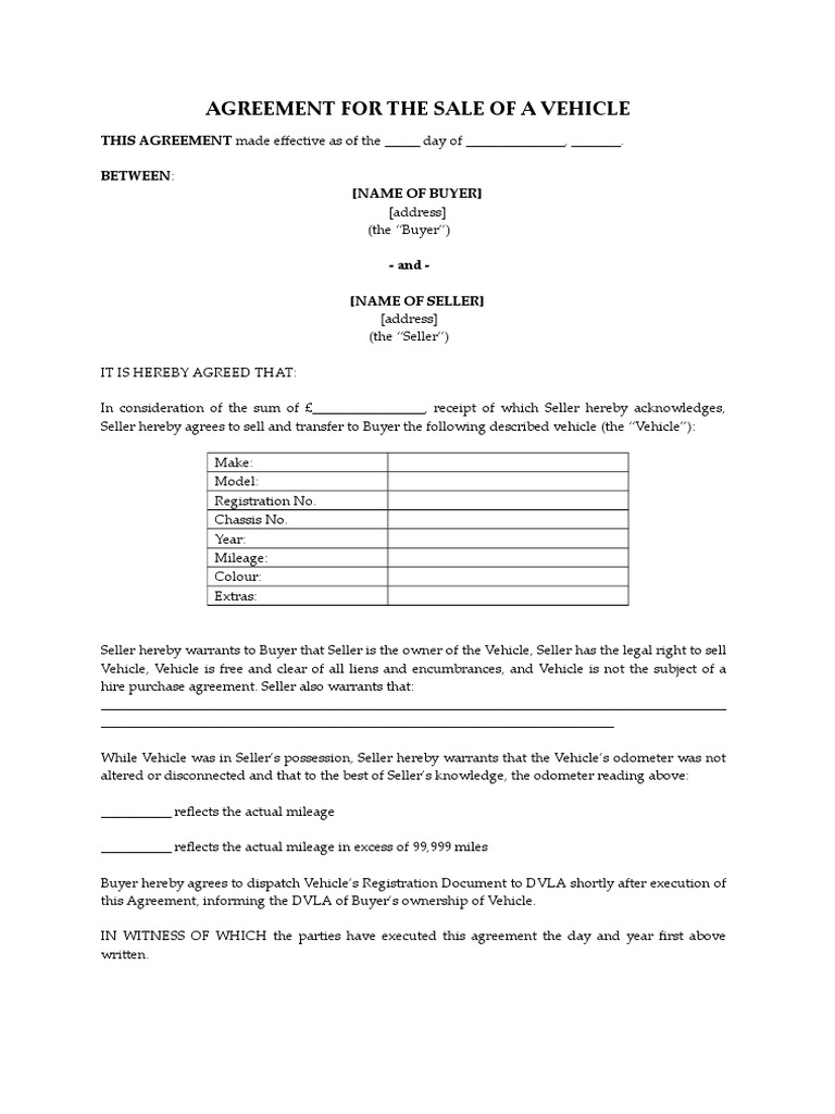 Agreement of Vehicle Sales | PDF | Sales | Private Law