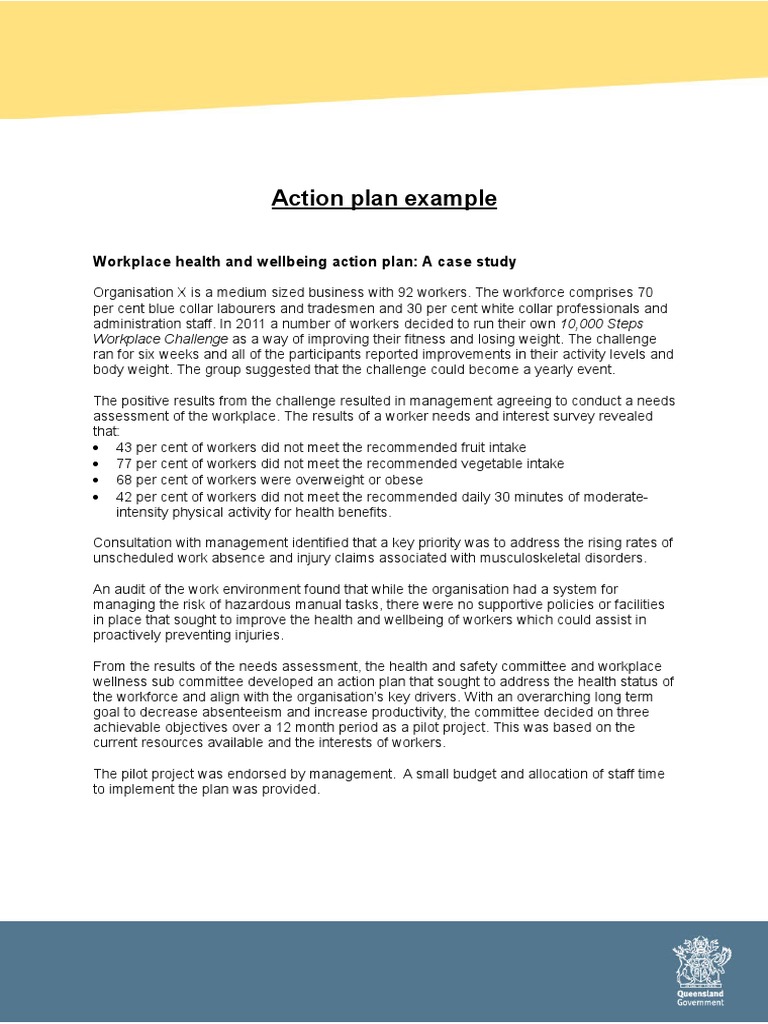 Action Plan Example | PDF | Occupational Safety And Health | Recipe
