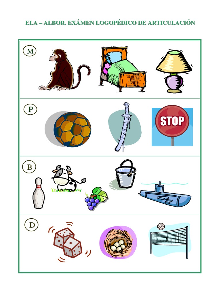 Examen Logopedia Articulación ELA ALBOR