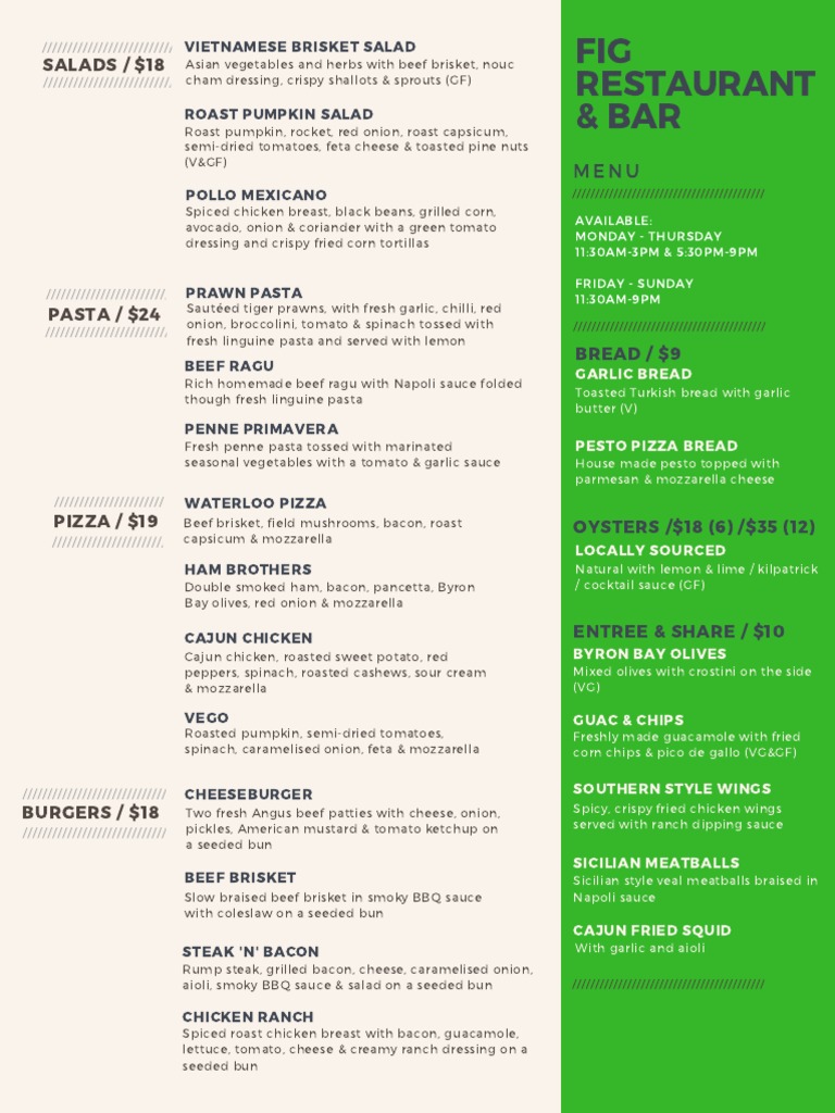 Wynnum Restaurant and Bar | PDF | Steak | Salad