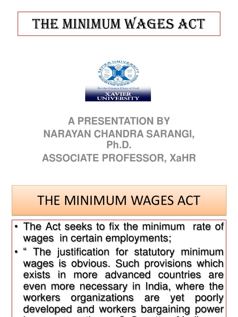 The Minimum Wages Act-Ppt-2017 | PDF | Minimum Wage | Wage