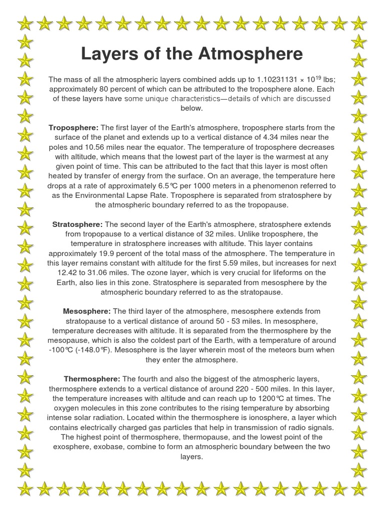 Layers of The Atmosphere | PDF | Troposphere | Atmosphere Of Earth