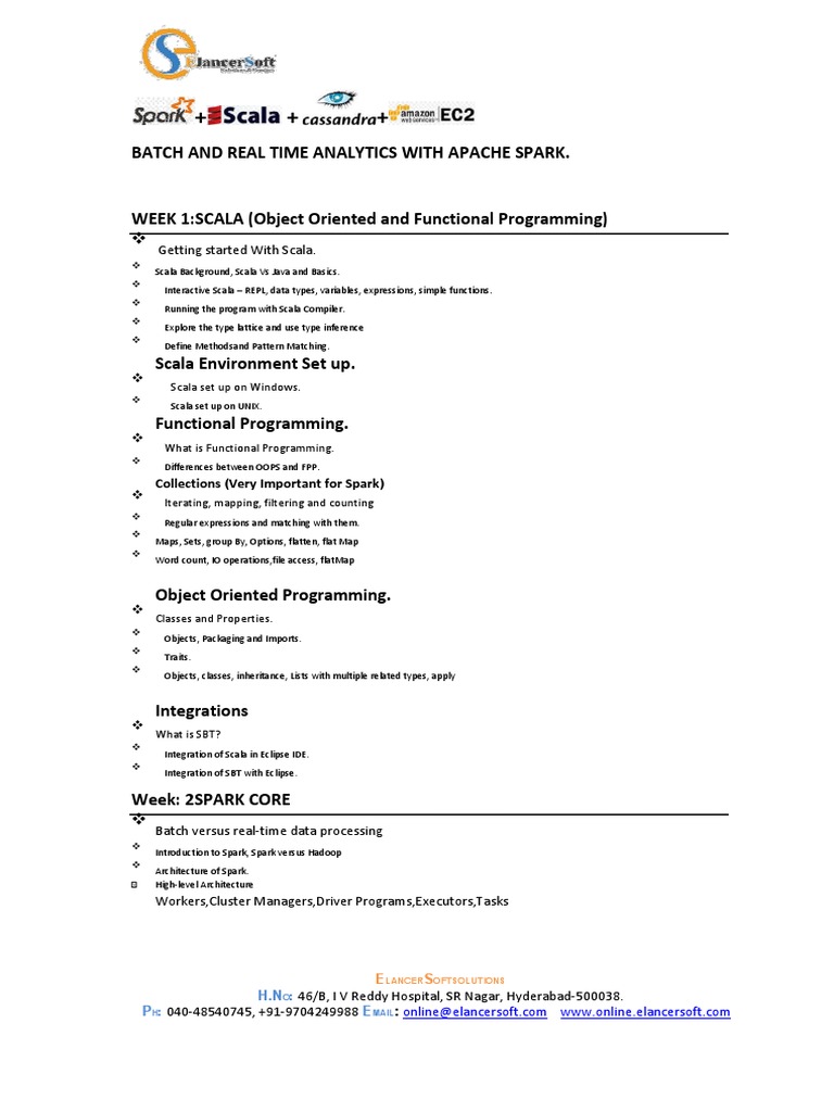 Apache Spark & Scala Course Content | PDF | Apache Spark | Scala (Programming Language)