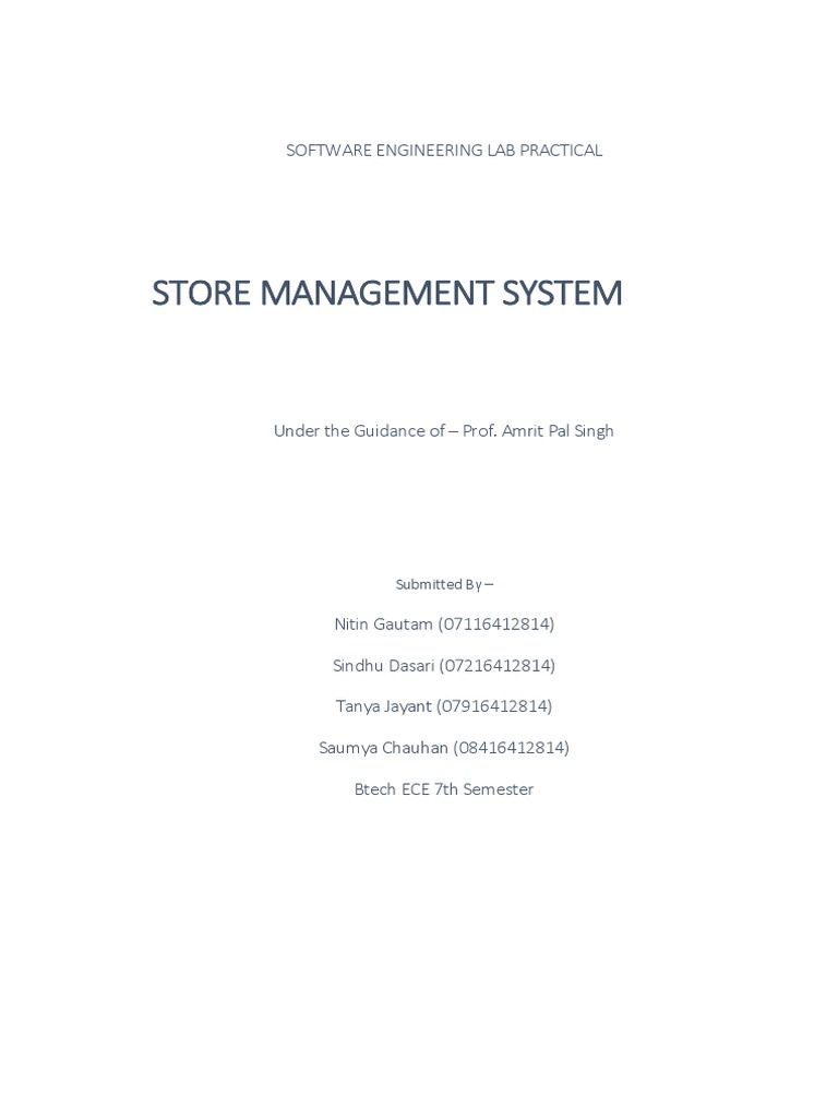 Store Management System: Software Engineering Lab Practical | PDF ...
