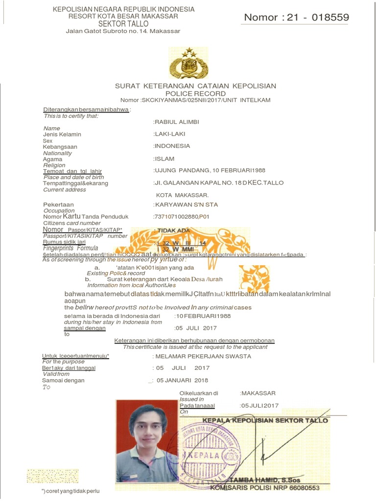 Contoh SKCK Asli | PDF