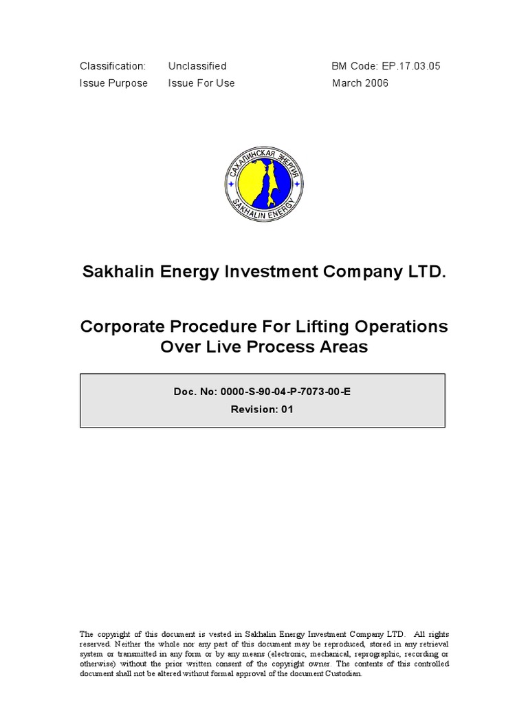 Procedure For Lifting Operations Over Live Process Are As | PDF | Risk ...