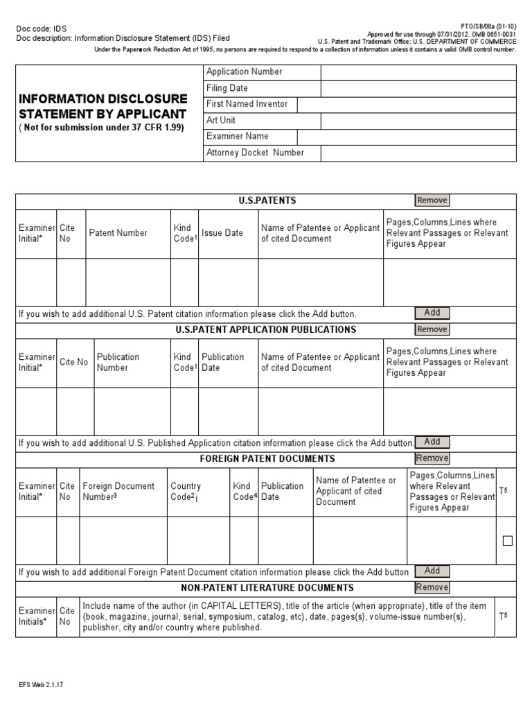 Updated IDS | PDF | Patent Application | Glossary Of Patent Law Terms