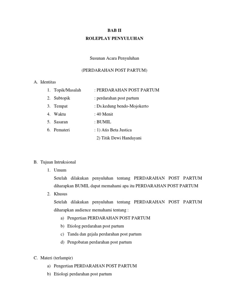 Sap Perdarahan Post Partum | PDF