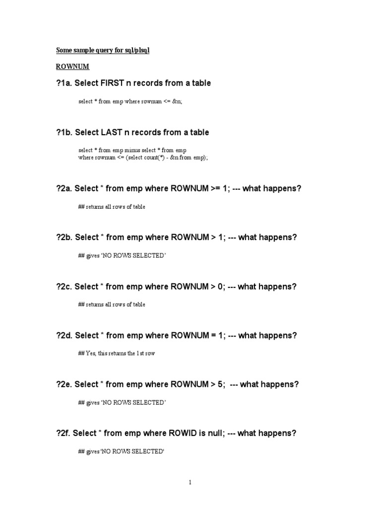 PLSQL SQL Interviews Questions | PDF | Database Index | Databases
