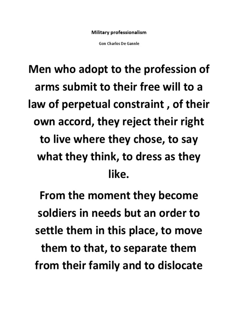 Military Professionalism Explained | PDF