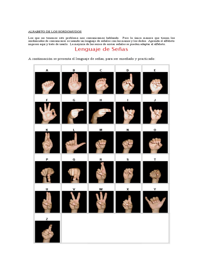 Alfabeto de Los Sordomudos | PDF | Lenguaje de señas | Semáforo