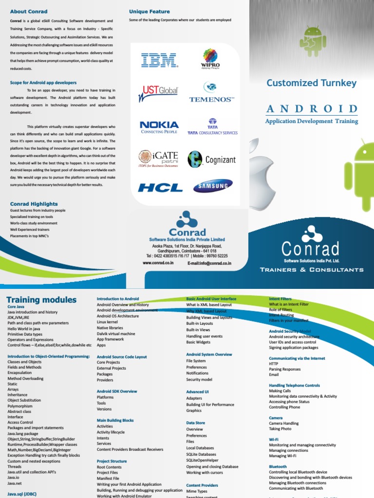 Scope for Android App Developers: Customized Android Application Development Training Modules at ...