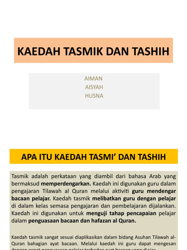Kaedah Tasmik dan Tashih Bacaan Al-Quran | PDF | Kajian Bahasa Asing