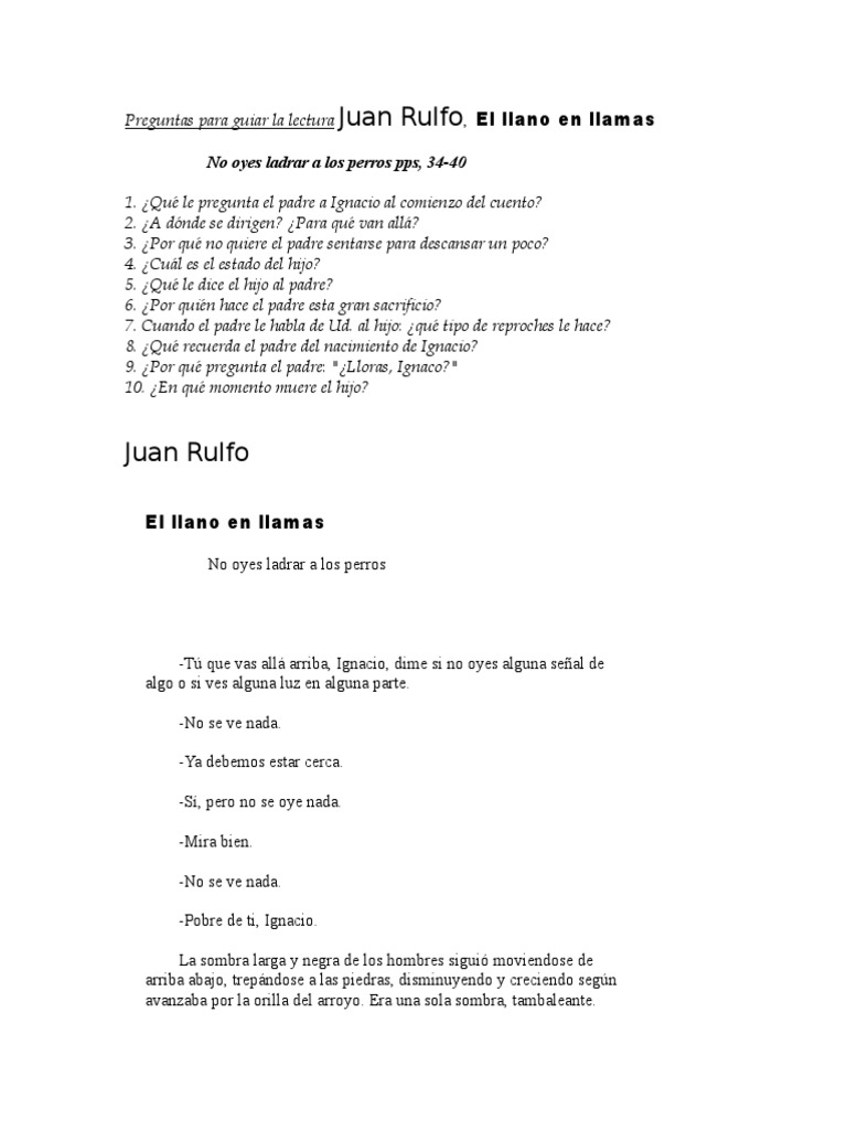 La Lectura No Oyes Ladrar Los Perros Juan Rulfo | PDF | Naturaleza