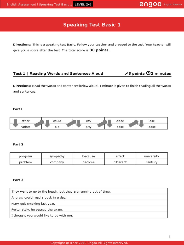 Speaking Test Basic 01 ID | PDF | Question | English Language