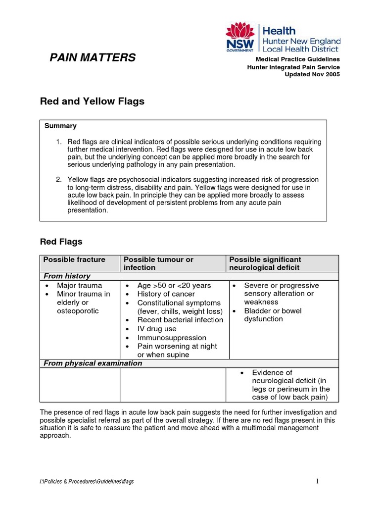 Red and Yellow Flags | Low Back Pain | Pain