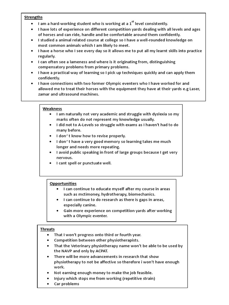 swot analysis | Physical Therapy | Change