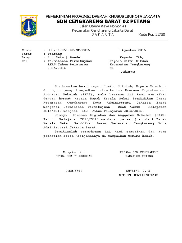 Permohonan Persetujuan RKAS | PDF