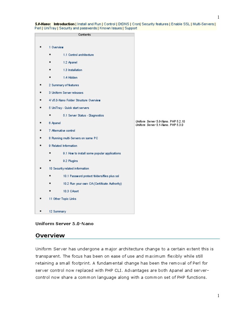 Unicentre - Uniform Server User Guide | PDF | Php | World Wide Web