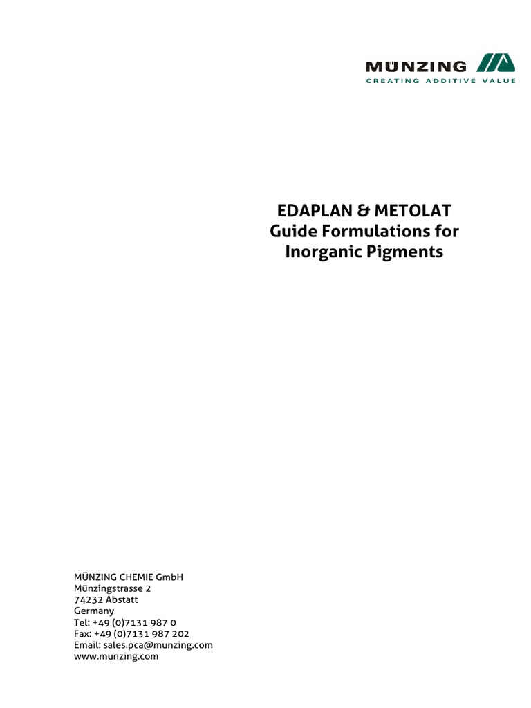 EDAPLAN METOLAT GF For Inorg Pigments 2017 | PDF | Chemical Substances ...