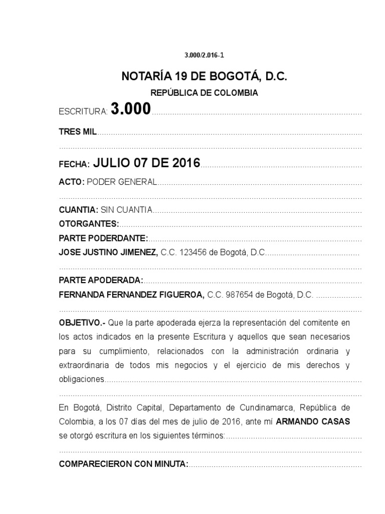 Modelo Poder General Corto | PDF | Pagos | Información del gobierno