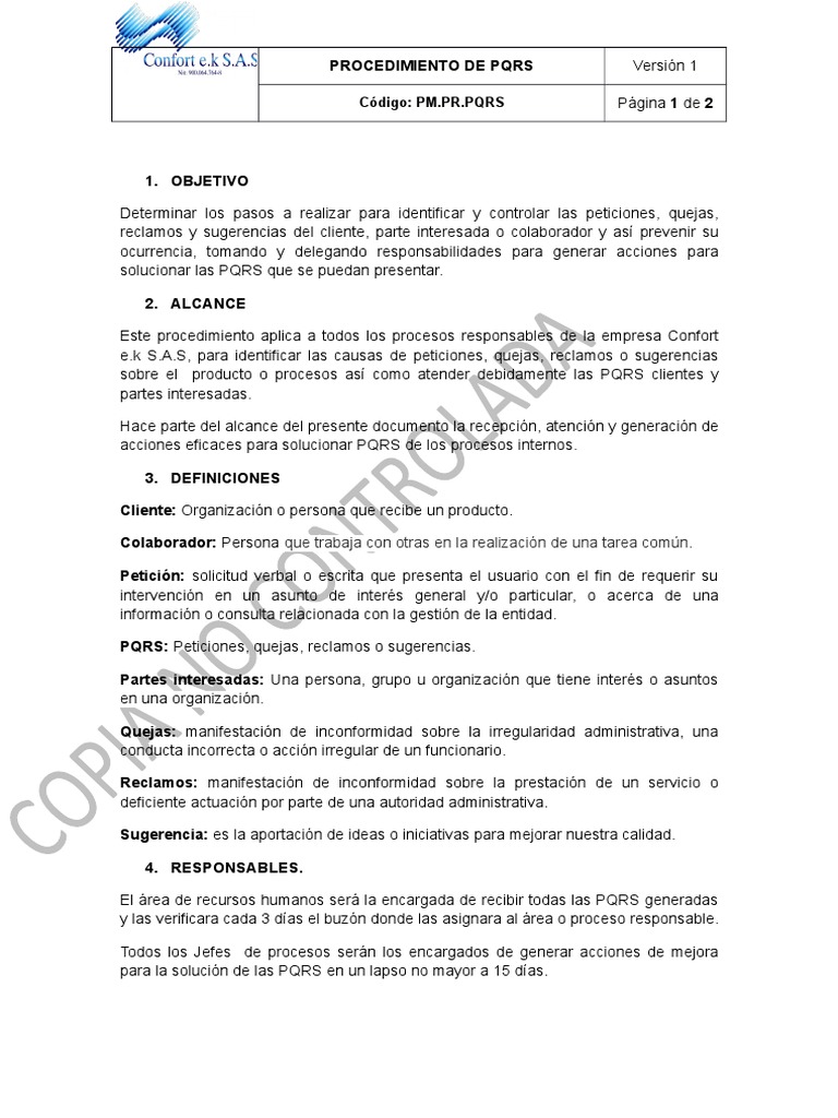 PM - PR.PQRS Procedimiento de PQRS | PDF | Gestión de recursos humanos ...