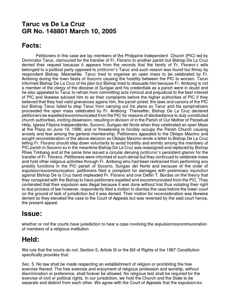 Taruc vs. de La Cruz | PDF | Jurisdiction | Complaint