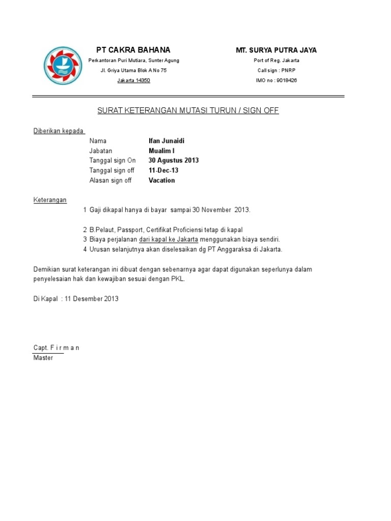 Sign Off Crew SPJ | PDF