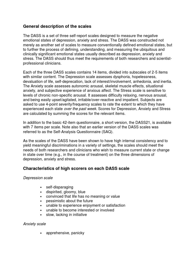 Dass | PDF | Anxiety | Major Depressive Disorder