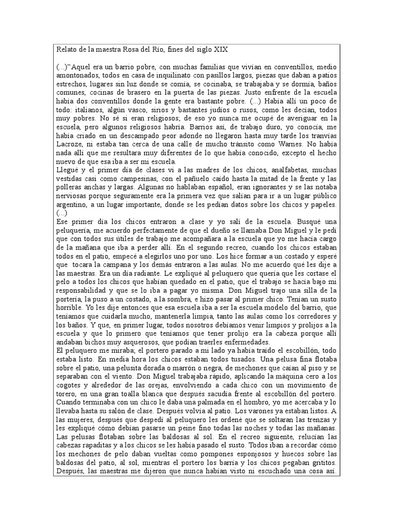 Relato De La Maestra Rosa Del Río Pdf Pelo