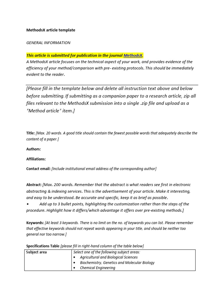 MethodsX Article Template | PDF | Pharmacology | Science