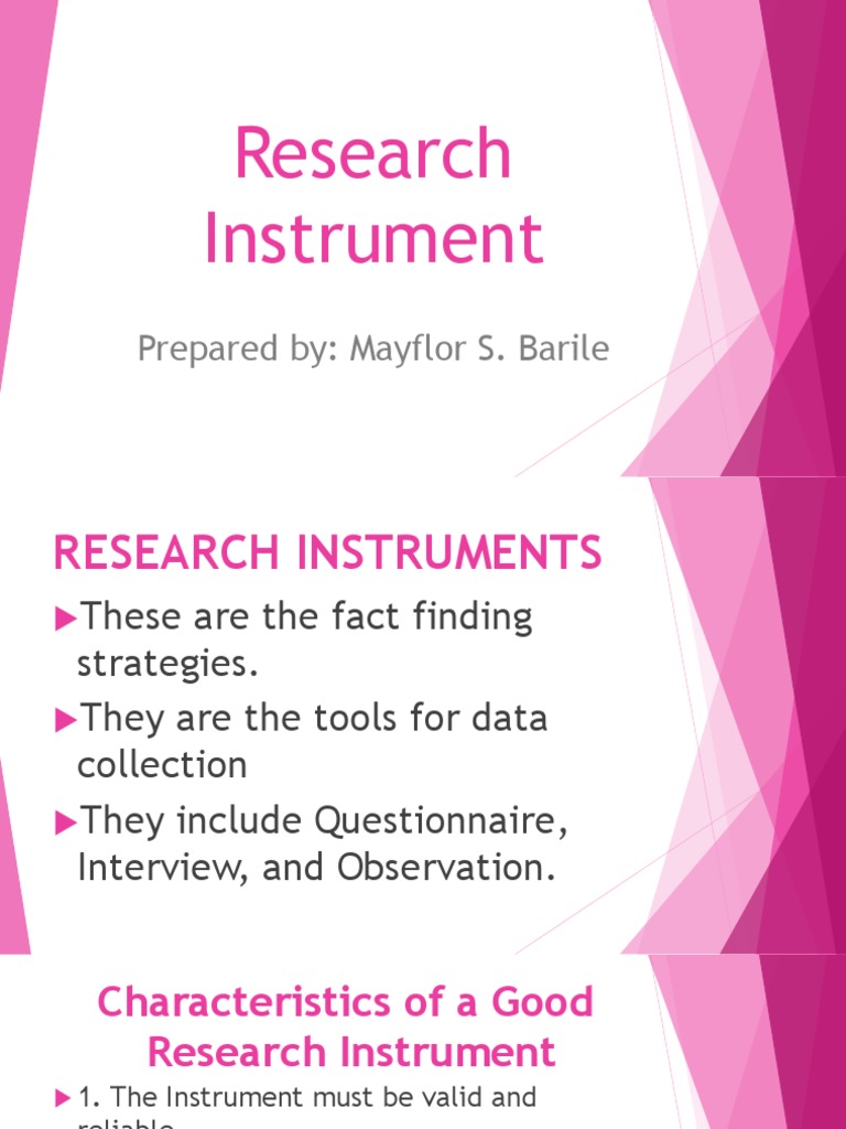 Research Instrument: Prepared By: Mayflor S. Barile | PDF ...