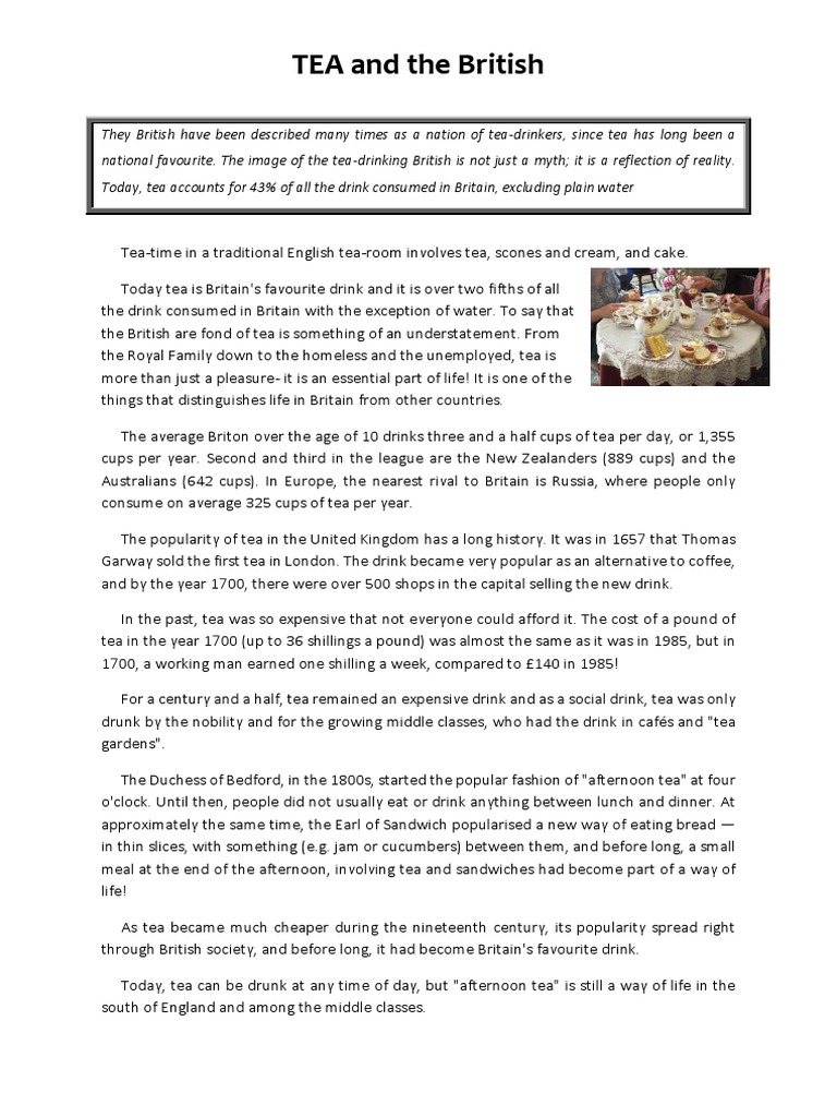 The British Love for Tea | PDF | Tea | Eating Behaviors Of Humans