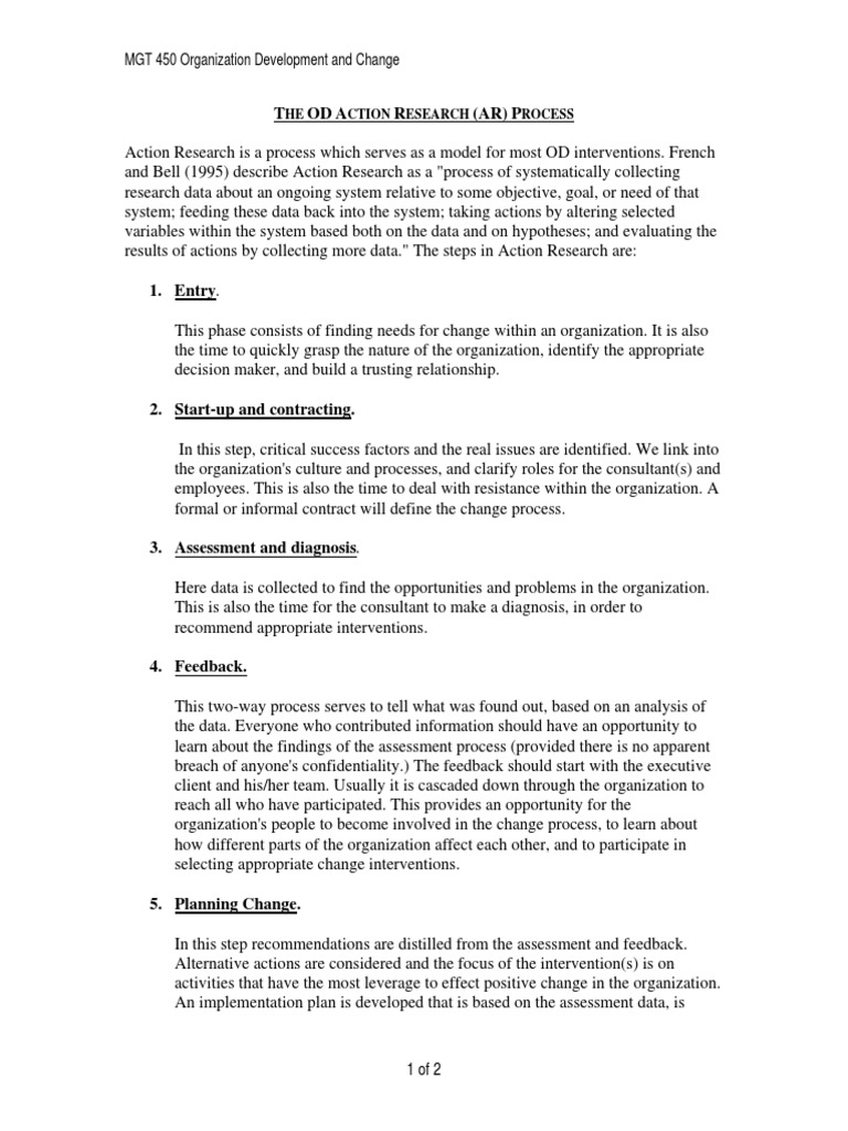 Action Research Handout PDF | PDF | Organization Development | Leadership