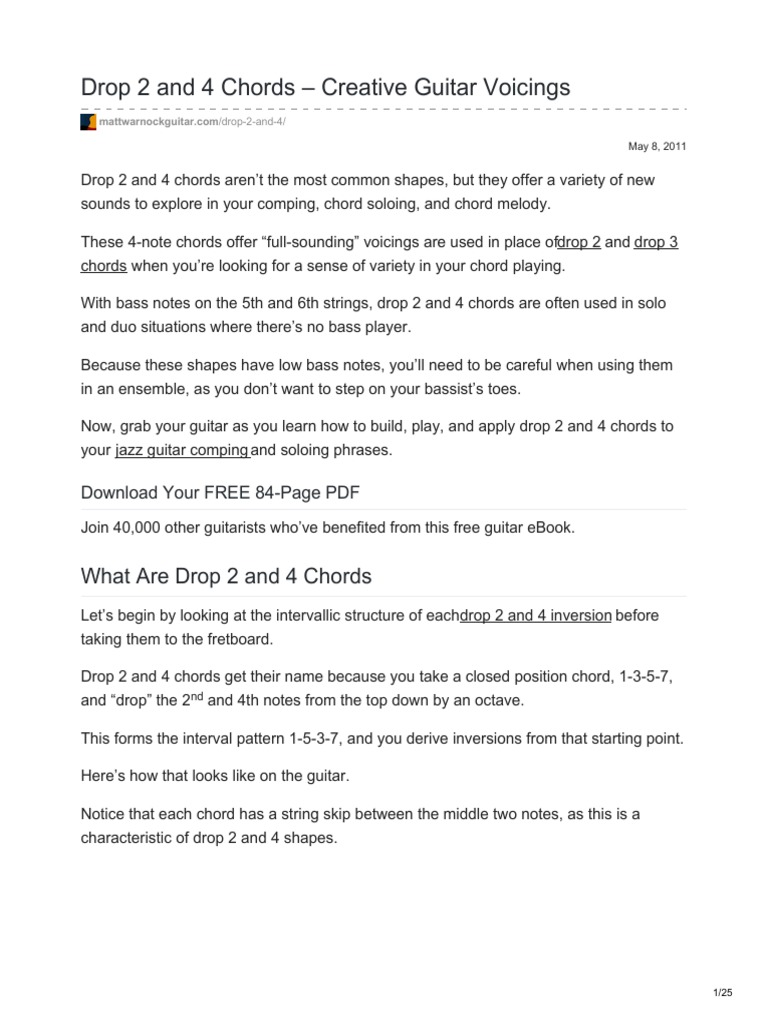 Drop 2 and 4 Chords Creative Guitar Voicings | PDF | Chord (Music ...