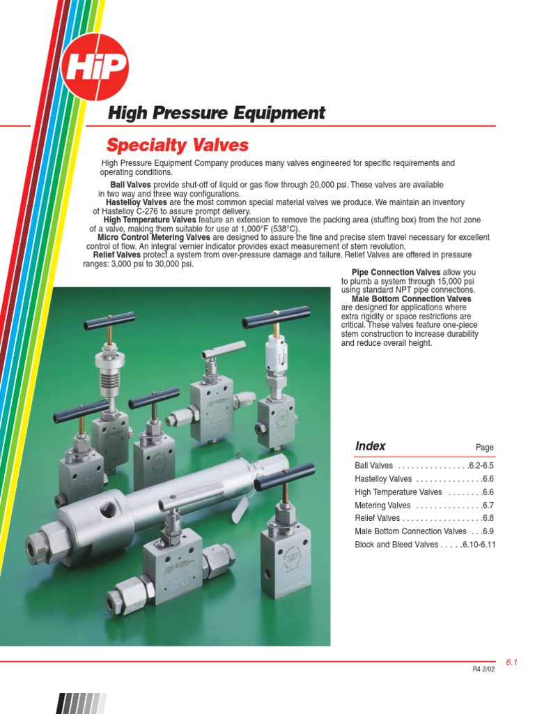 HiP Speciality Valves | PDF | Valve | Pipe (Fluid Conveyance)