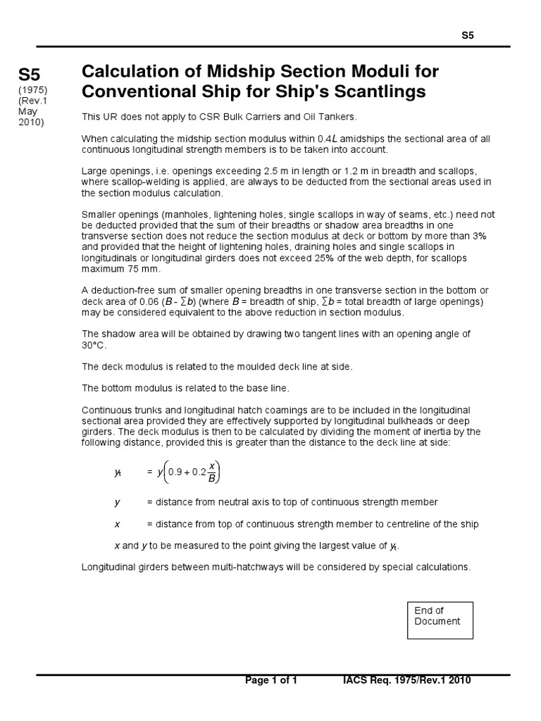 A2 Calculation of Midship Section Moduli For Conventional Ship For Ship ...