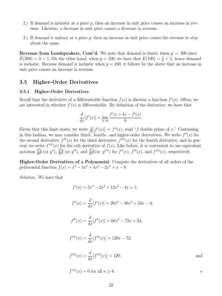 Math 115 Lecture Xi Notes Pdf Consumer Price Index Derivative